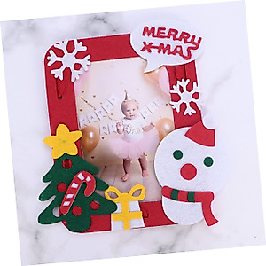 Holibanna Photo Frame Christmas Ornament Christmas Picture Frame Kit Kids Picture Frames Red Decorations Unfinished Photo Frame Kit Red Photo Frame Kraft Paper Embroidery Child