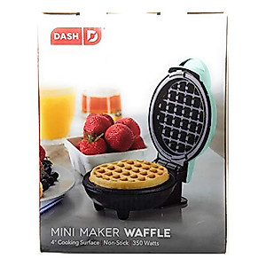 Dash MINI Waffle Iron 4" With The Best Keto Chaffle Recipe Book and Journal by Charmed By Dragons (4 Inch MINI AQUA)