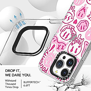 MOSNOVO Compatible with iPhone 14 Pro Case, [Buffertech 6.6 ft Drop Impact] [Anti Peel Off Tech] Clear TPU Bumper Phone Case Cover Pink Smiles Positivity Radiate Face Designed for iPhone 14 Pro 6.1"