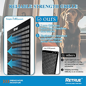 RETRUE RV Screen Door Protector Adjusts from 22" to 31.5" Aluminum Alloy Camper Screen Door Protector Guard for Dogs Kids Safe, Black