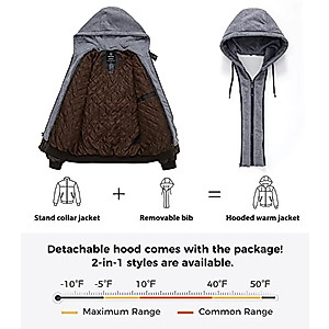 wantdo Men's Faux Leather Jacket Warm Winter Leather Coat with Removable Hood Dark Brown L