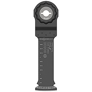 BOSCH OSM114 1-Piece 1-1/4 In. StarlockMax Oscillating Multi Tool Wood Curved-Tec High-Carbon Steel Plunge Cut Blade for Extreme-Duty General-Purpose Applications in Wood