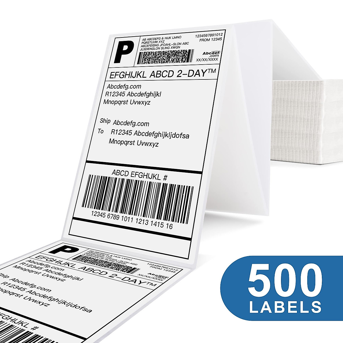 POLONO Shipping Label Printer, 4x6 Thermal Label Printer for Shipping Packages, Commercial Direct Thermal Label Maker, Thermal Labels, 4" x 6" Direct Thermal Shipping Labels (Pack of 500)