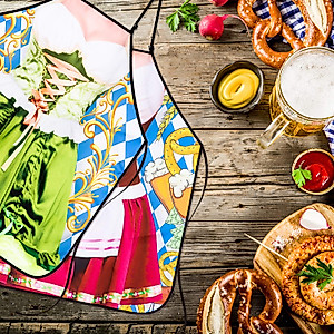 Whaline 2Pcs Oktoberfest Apron, Female Dirndl Costume Outfit, German Oktoberfest Dress, Novelty Apron for Kitchen Cooking BBQ Party (Red, Green)