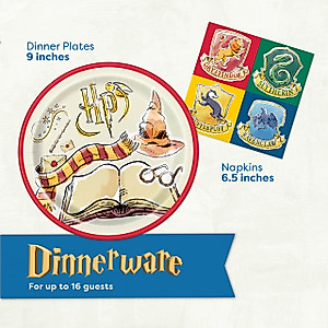 Harry Potter Birthday Decorations Kit | Harry Potter Birthday Party Supplies | With Harry Potter Table Cover, Banner, Dinner Plates, Napkins, Candles, Button | Serves 16