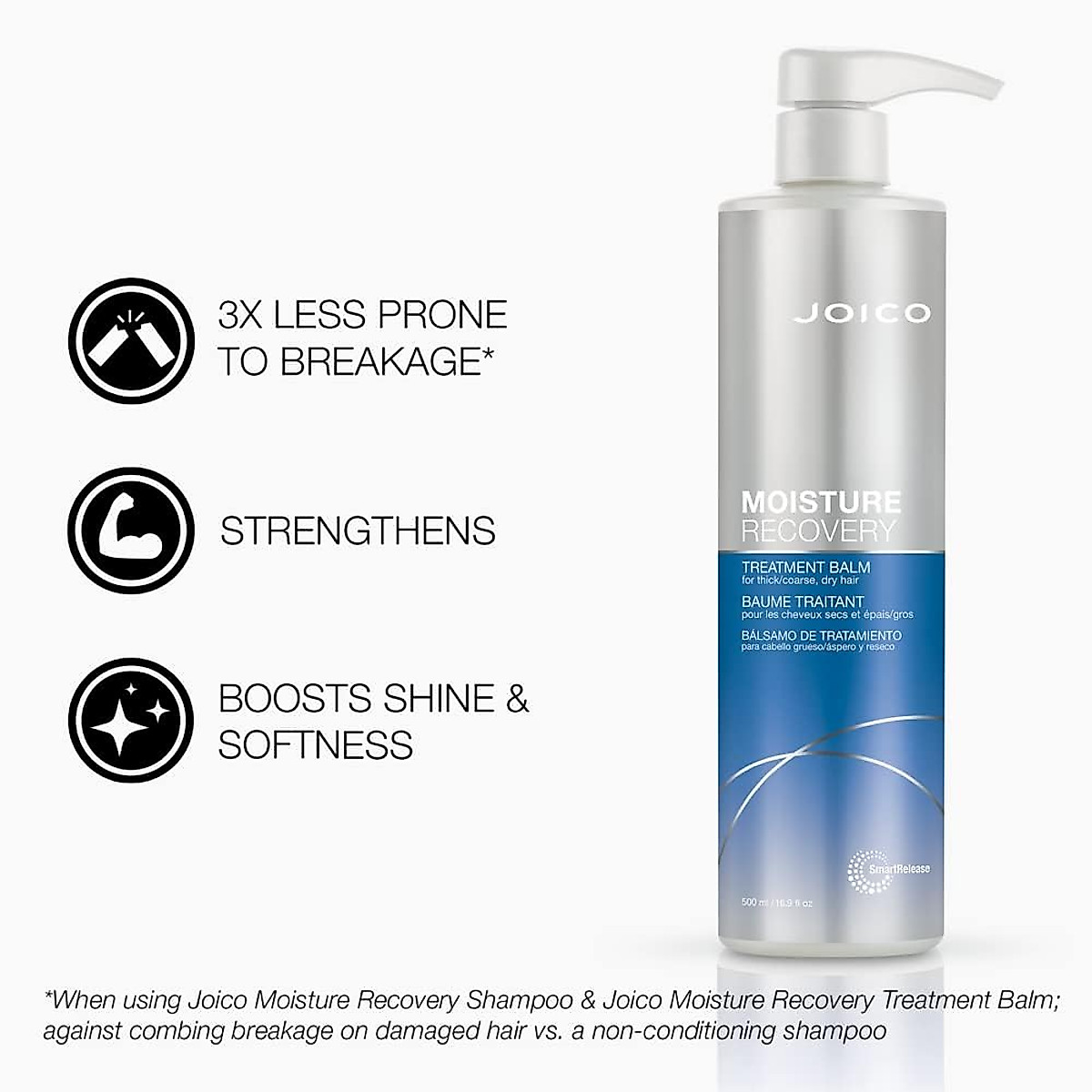 Joico Moisture Recovery Treatment Balm | For Thick, Coarse, Dry Hair | Restore Moisture, Smoothness, Strength, & Elasticity | Reduce Breakage & Frizz | With Jojoba Oil & Shea Butter | 16.9 Fl Oz