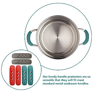 UPKOCH 24pcs Hot Handle Holder Silicone Assist Pan Handle Sleeve Pot Holders Heat-Resistant Cast Iron Skillets Handles Grip Covers for Skillets Frying Pans Casserole Gray Red and Green