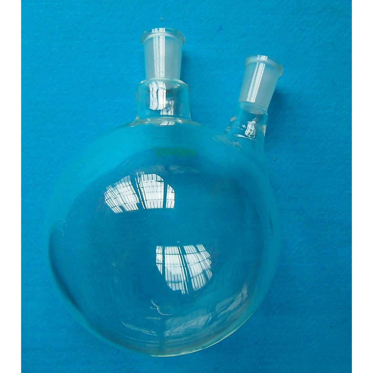 Deschem 2000ml,24/40,2-Neck,Round Bottom Glass Flask,2L Reaction Vessel,Double Necks