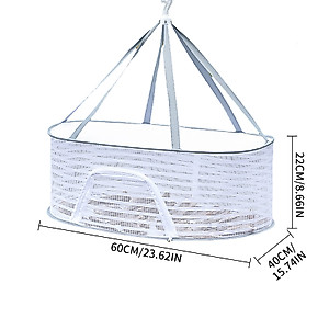 JUOPZKENN Drying Rack,Folding Mesh Clothes Hanging Dryer,Zipper Opening Hanging Drying Fish Net for Shrimp Fish Fruit Vegetables Herbs(Single Layer)