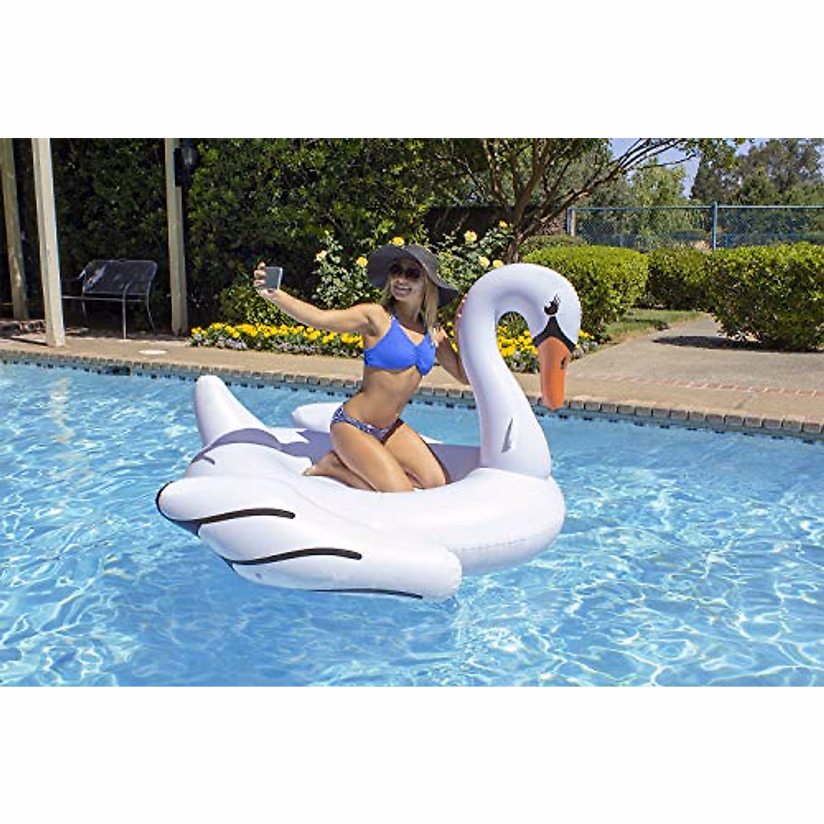 Poolmaster Jumbo Swimming Pool Float Rider, Swan, White Extra Large