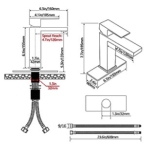 SKOWLL Bathroom Sink Faucet Single Handle One Hole Vanity Faucet Deck Mount Bath Faucet with Deck Plate, Matte Black
