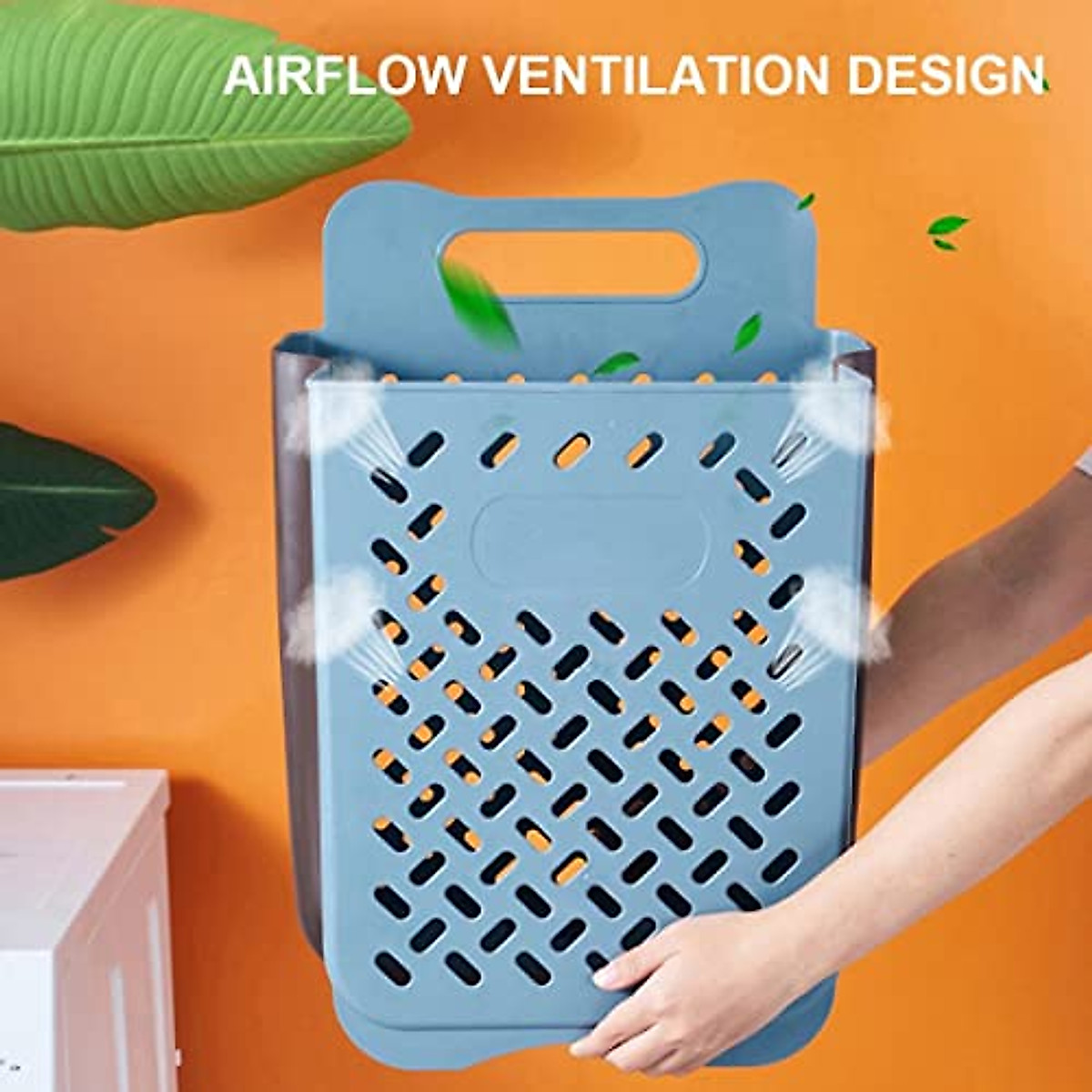 WMGoods Laundry Basket, Portable Laundry Basket Plastic, Collapsible Laundry Baskets, Large Basket, Storage Basket, Home Wall Mounted Laundry Basket, Laundry Organizer, Suitable for Bedroom, Bathroom