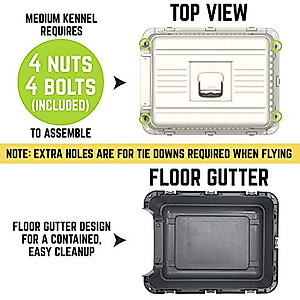 SportPet Designs Plastic Kennels Rolling Plastic Wire Door Travel Dog Crate - Medium, Gray (CM-2001-CS01)