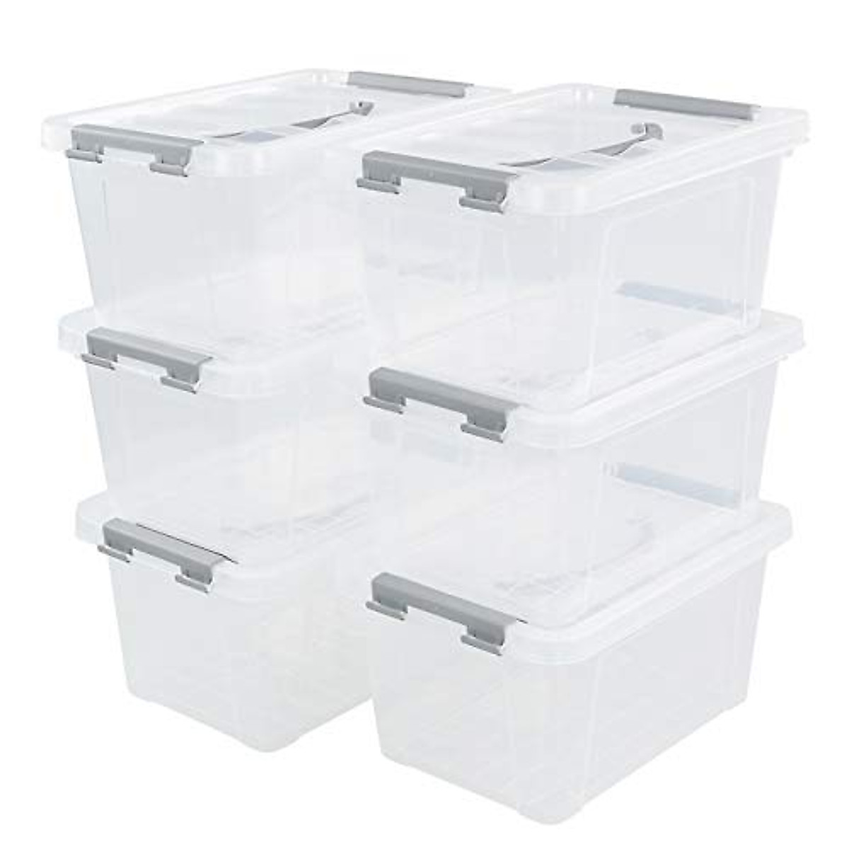 Qskely 6-Pack 6 L Plastic Storage Containers Latch Storage Box with Lids