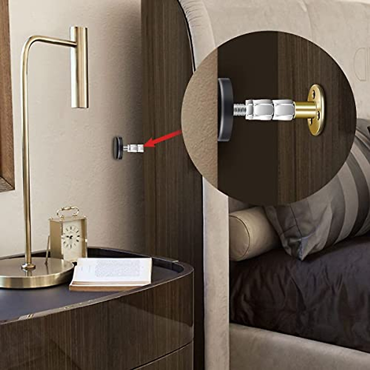 AIOUIERSCN Bed Frame Anti-Shake Tool, Adjustable Anti-Shake Tool, headboard Shockproof Stopper, Suitable for beds, cabinets, Sofas, Wall Retractable Tools，1.57-4.41inch,4pieces