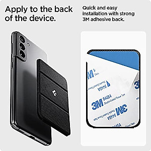 Spigen Smart Fold Phone Card Holder for Back of Phone, Stick on Phone Wallet, Credit Card Wallet with 3M Sticker Designed for All Smartphones - Black