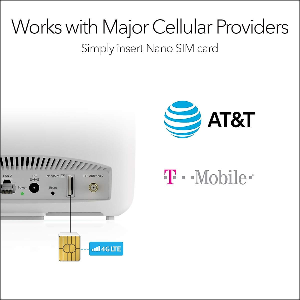 NETGEAR Orbi Tri-Band WiFi Router with 4G LTE Modem Built-in (LBR20) for Primary or Backup Internet | Supports AT&T and T-Mobile | Coverage up to 2,000 sq. ft. | AC2200 WiFi (LBR20-100NAS) (Renewed)