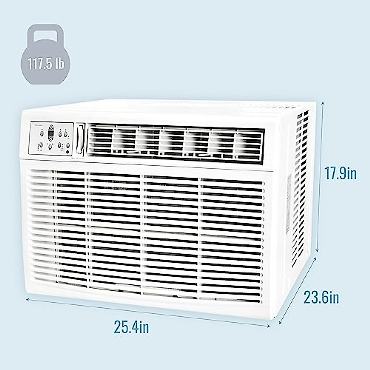 Keystone 18,000 230V Window Air Conditioner, 16,000 BTU Supplemental Heating, Sleep Mode, Remote Control, 24H Timer, AC for Rooms up to 1000 Sq. Ft., KSTHW18A, 18000, White