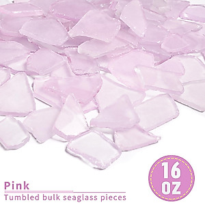 Versatile Sea Glass for Crafts - 16oz Pink Frosted Dyed Seaglass Pieces for DIY, Vase Filler, Art Craft Supplies, Beach Wedding, Home Decor