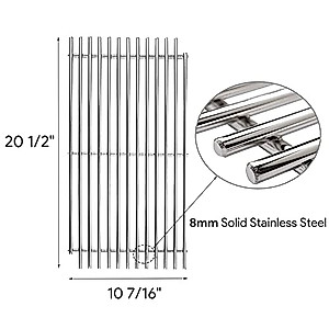 soldbbq 3-Pack 8MM Solid Stainless Steel Cooking Grates Replacement Parts for DCS Gas Grill Model 24 36 48 Series, 36DBQAR, 36EBQAR, 36DBQ, 48DBQAR, 48DBQR, 48DBQ, BGB48-BQRN and More
