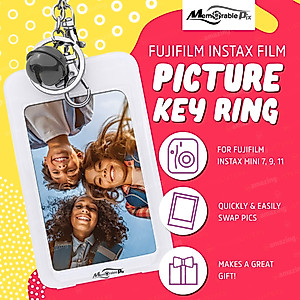 Memorablepix Instax Polaroid Mini Film Key Chain - Custom Picture Key Ring for Fujifilm Mini 9 Photo Film (White, Set of 1)