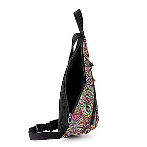 Sakroots Women's Go Sling Backpack in Nylon Eco Twill, Rainbow Wanderlust, One Size