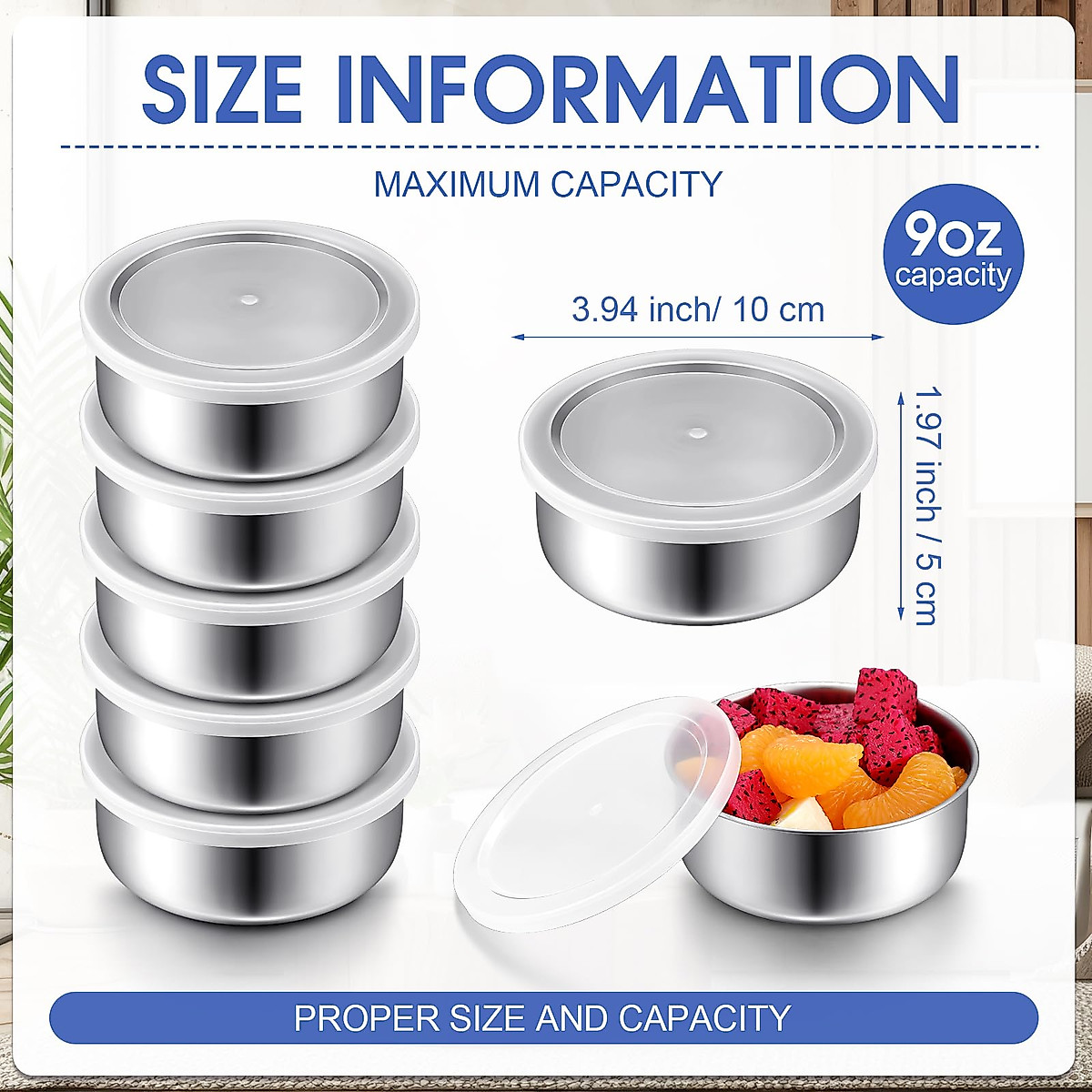 Yiyiring 16 Pack 9 oz Stainless Steel Container Stainless Steel Snack Containers with Lids Metal Food Storage Containers Leak Proof Metal Lunch Box