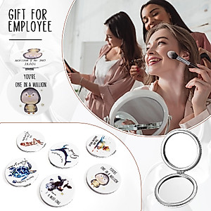 Leinuosen 6 Pcs Inspirational Compact Mirror Bulk You're Awesome Appreciation Thank You Gifts Round Makeup Mirror for Women Employee Coworker Staff Magnifying Pocket Mirror