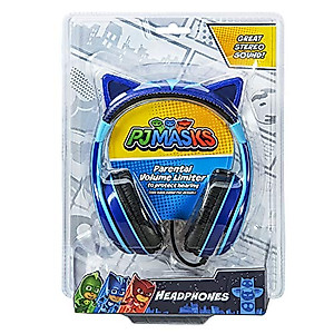 PJ Masks Catboy Kids Headphones, Adjustable Headband, Stereo Sound, 3.5Mm Jack, Wired Headphones for Kids, Tangle-Free, Volume Control, Childrens Headphones Over Ear for School Home, Travel