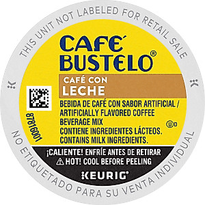 Café Bustelo Café con Leche Flavored Espresso Style Coffee, 10 Keurig K-Cup Pods