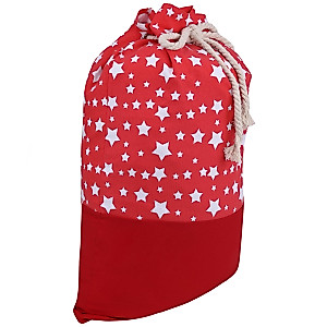 wonshia Personalized Drawstring Christmas Santa Sacks Reusable Christmas Star Santa Bag Large Christmas Canvas Gift Bag for Kids Xmas Present Christmas Party
