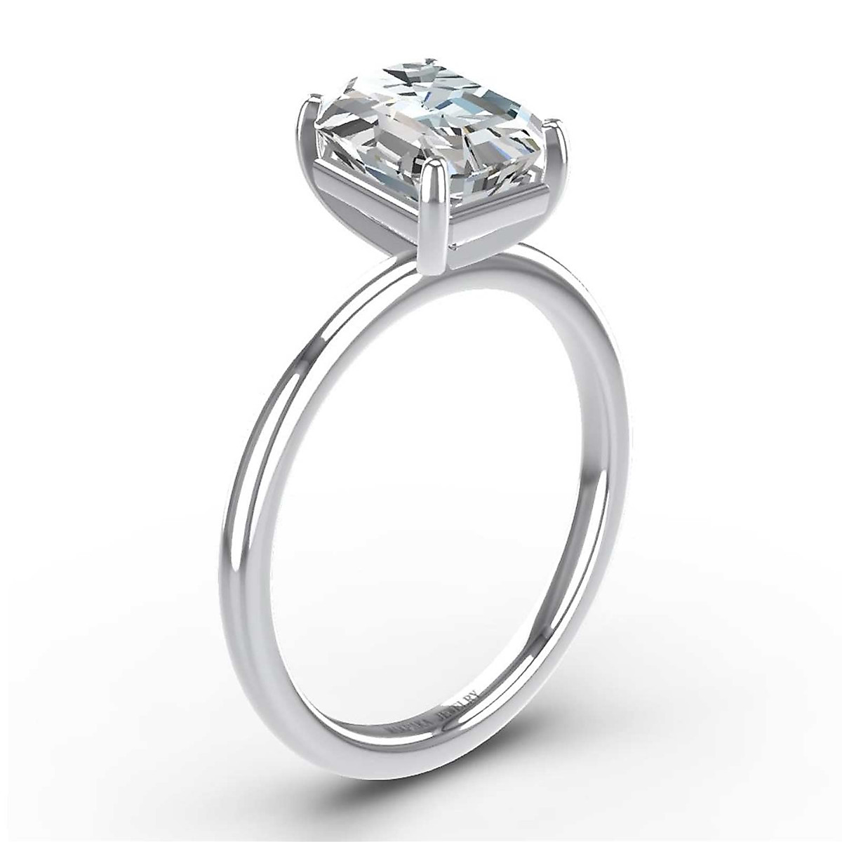 3.0 Carat Moissanite Engagement Ring, Emerald Cut DF Color VVS Clarity Moissanite in Square Wedding Rings, Sterling Silver Rings for Women with 18K White Gold Plated (6)