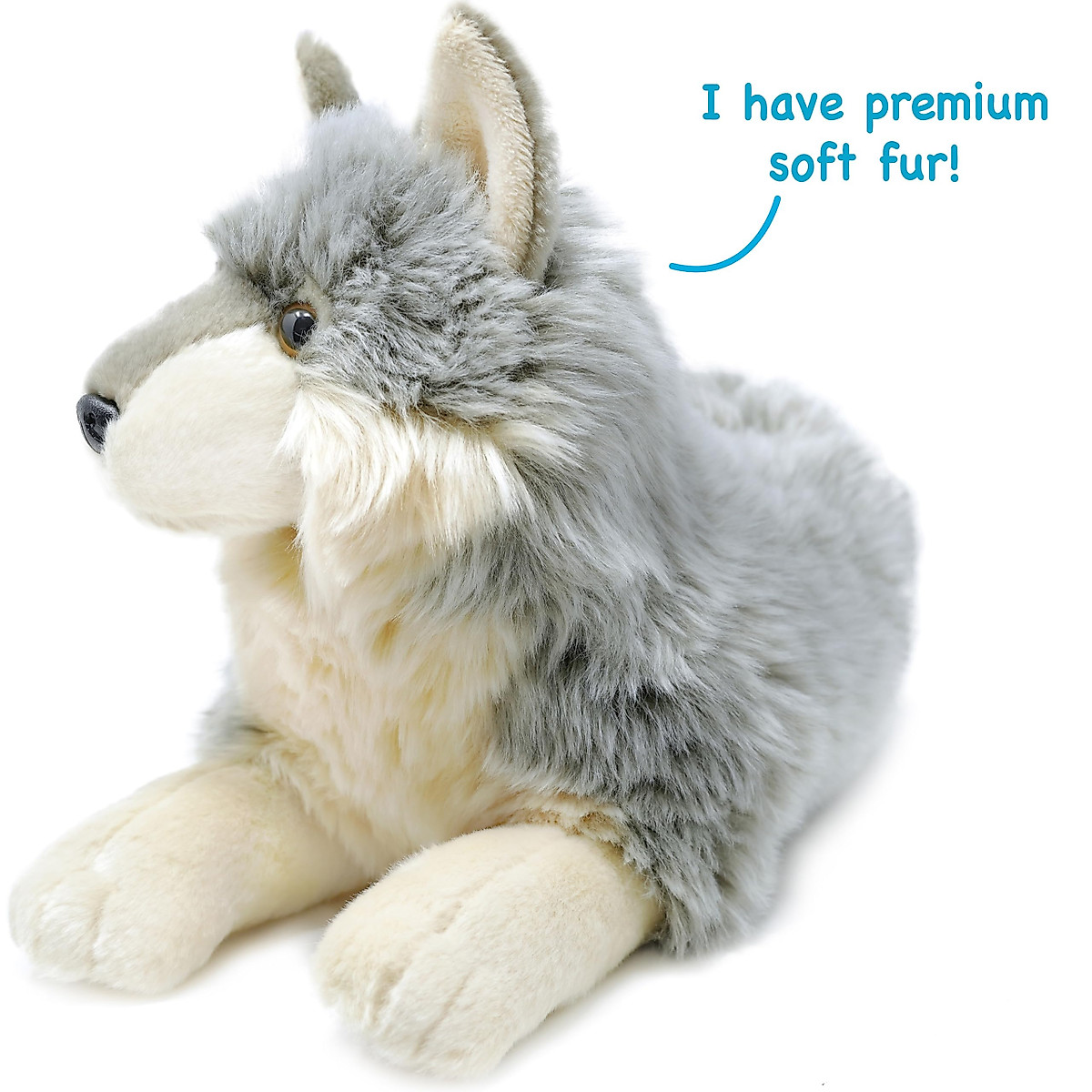 TigerHart Whitaker The Wolf - 14 Inch Stuffed Animal Plush Dog