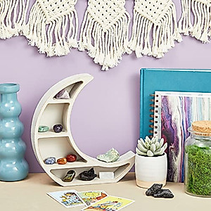 Farmlyn Creek Wood Crescent Moon Shelf, Rustic White Home Decorations (10 x 10.2 x 2 in)