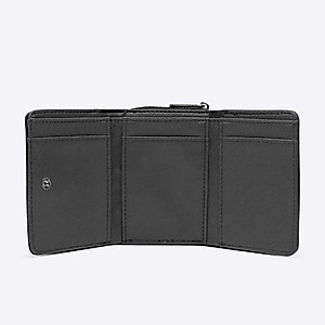 Pixie Mood Candice 4 x 3.25 Vegan Leather Zippered Tri-Fold Wallet, Black