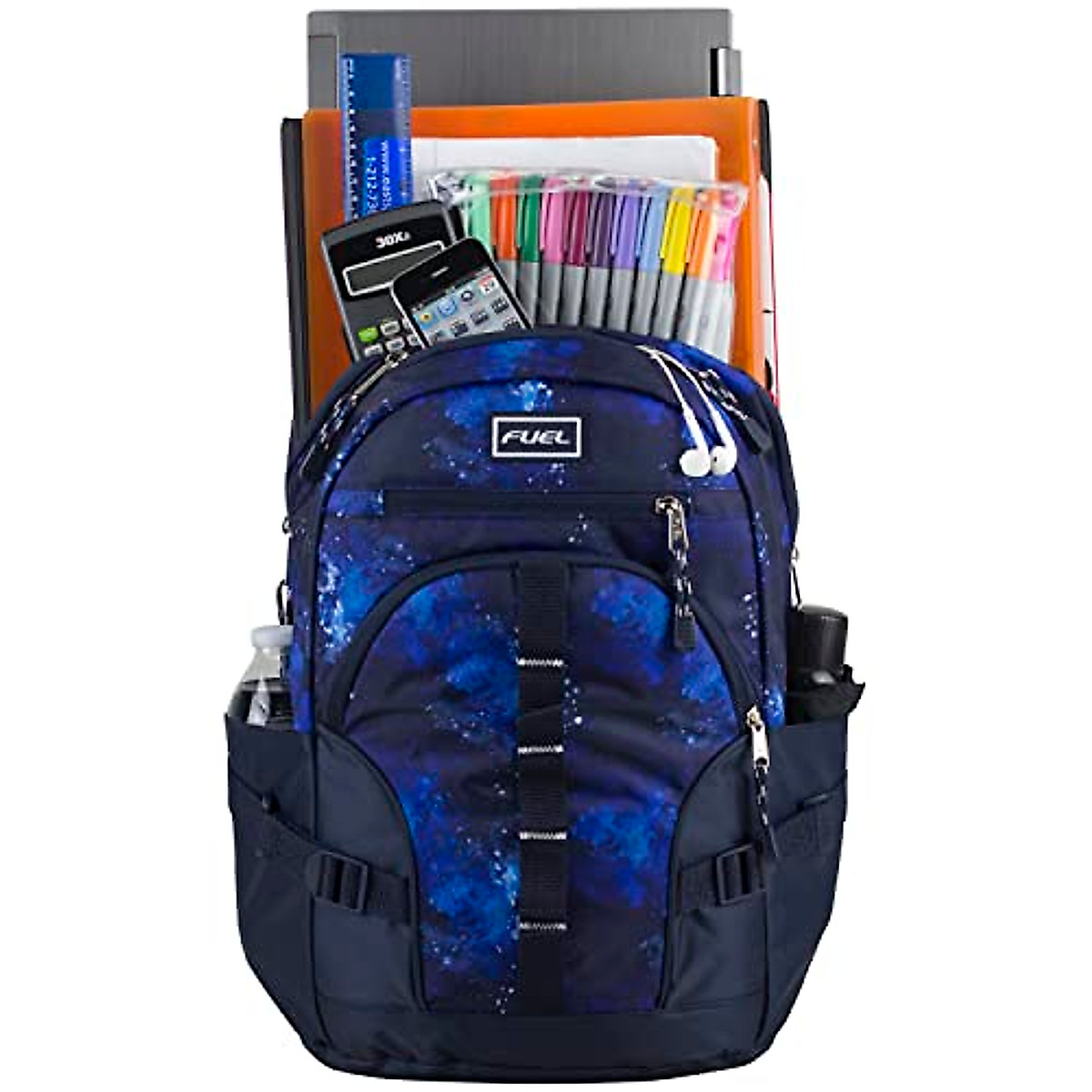 FUEL Dynamo Active Backpack, Fits Most Laptops up to 15", Front Access Pockets, Padded Lumbar, Comfortable, Adjustable Straps - Blue Galaxy