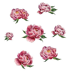 Large Peony Wall Decal Wall Sticker, Home Decor 40CM x200CM, Peel and Stick Removable Giant Wall Stickers Wall Mural for Kids Nursery Bedroom Living Room