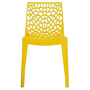 Upon Gruvyer Indoor Outdoor Dining Chairs, from Italy, Stackable, Strong - Brilliant Yellow (2 Chairs)