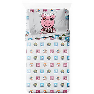 Jay Franco Piggy Join Us Twin Size Sheet Set - 3 Piece Set Super Soft and Cozy Kid’s Bedding - Fade Resistant Microfiber Sheets (Official Piggy Product)