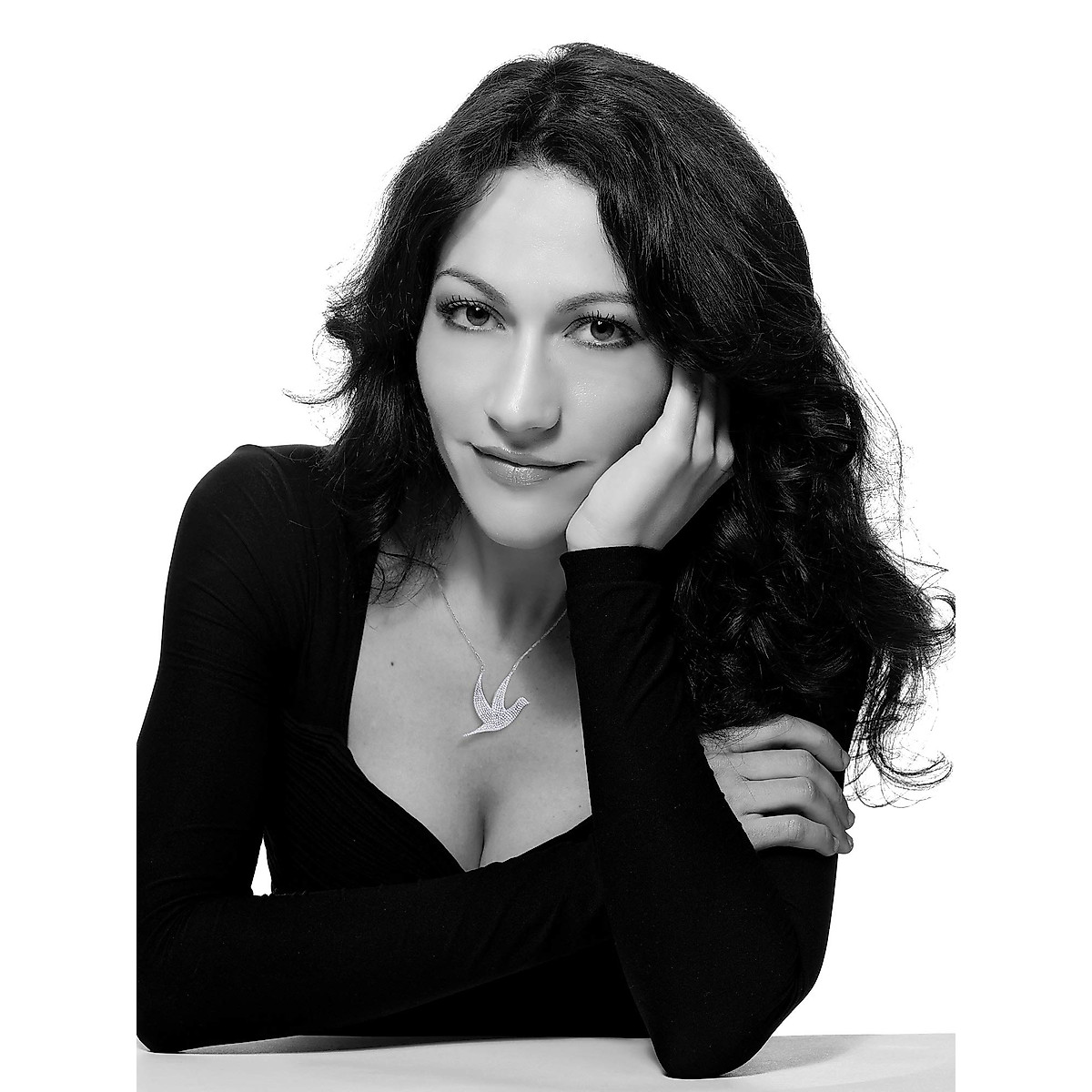 Gem Stone King Keren Hanan Art 925 Sterling Silver Hope Dove Pendant Necklace for Women Pave Setting Limited Edition (1.75 Inch with 18 Inch Chain)