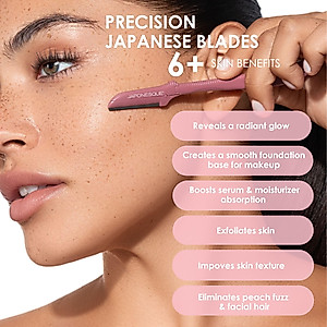 JAPONESQUE Precision Dermaplaner Facial Razors – 3 Piece Set, Eyebrow and Facial Hair Single Blade Razors for Women and Men, 3ct.