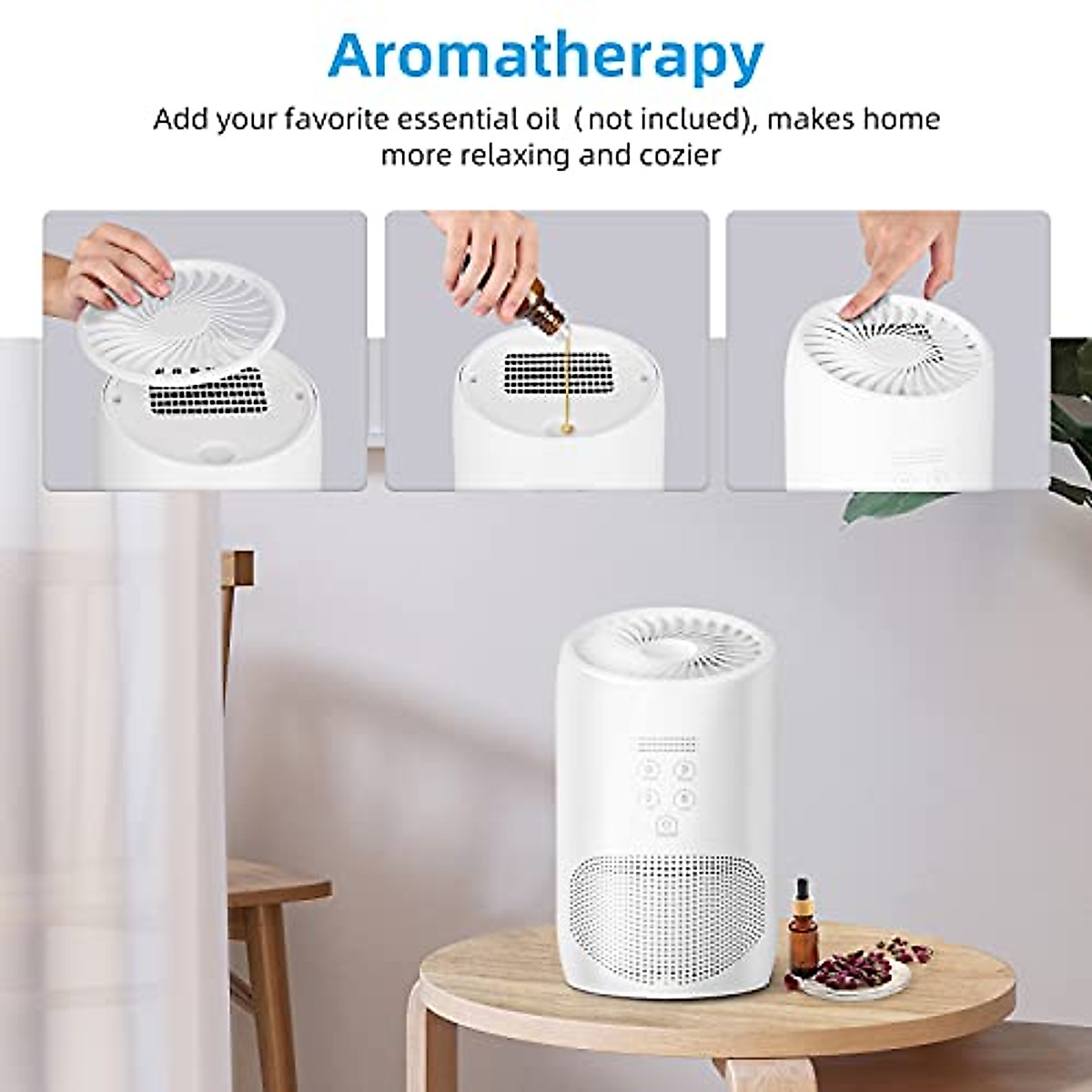 HEPA Air Purifiers for Home Bedroom, Air Purifiers Quiet Clean 99.97% PM2.5, Pol-len, Smoke, Odor, Dust, Pet Dander, Electric Cord Powered