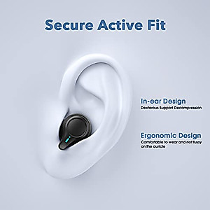 KOSETON E10 True Wireless Bluetooth Earbuds, Titanium Black – Wireless Earbuds for Running and Sport, Charging Case Included, Dual Microphones, 30 Hour Battery and Great Sound Quality