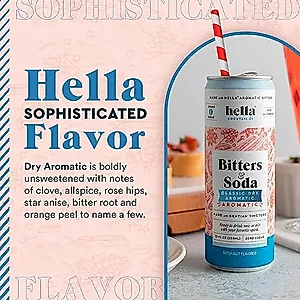 Hella Cocktail Co. Bitters & Soda Classic Dry Aromatic - 12oz Cans, 12 Pack I Aromatic, Botanical and Herbal Non-Alcoholic Drinks, Sugar-Free, Ready-to-Drink Mocktails