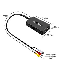 Dingsun HDMI to RCA Converter HDMI to AV Adapter HDMI to Older TV Adapter Compatible for Apple TV, Xiaomi Mi Box, Android TV Box, Roku, Fire Stick, DVD, Blu-ray Player ect. Supports PAL/NTSC