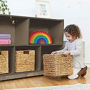 ECR4Kids 5-Compartment Mobile Storage Cabinet, 30in, Classroom Furniture, Grey Wash