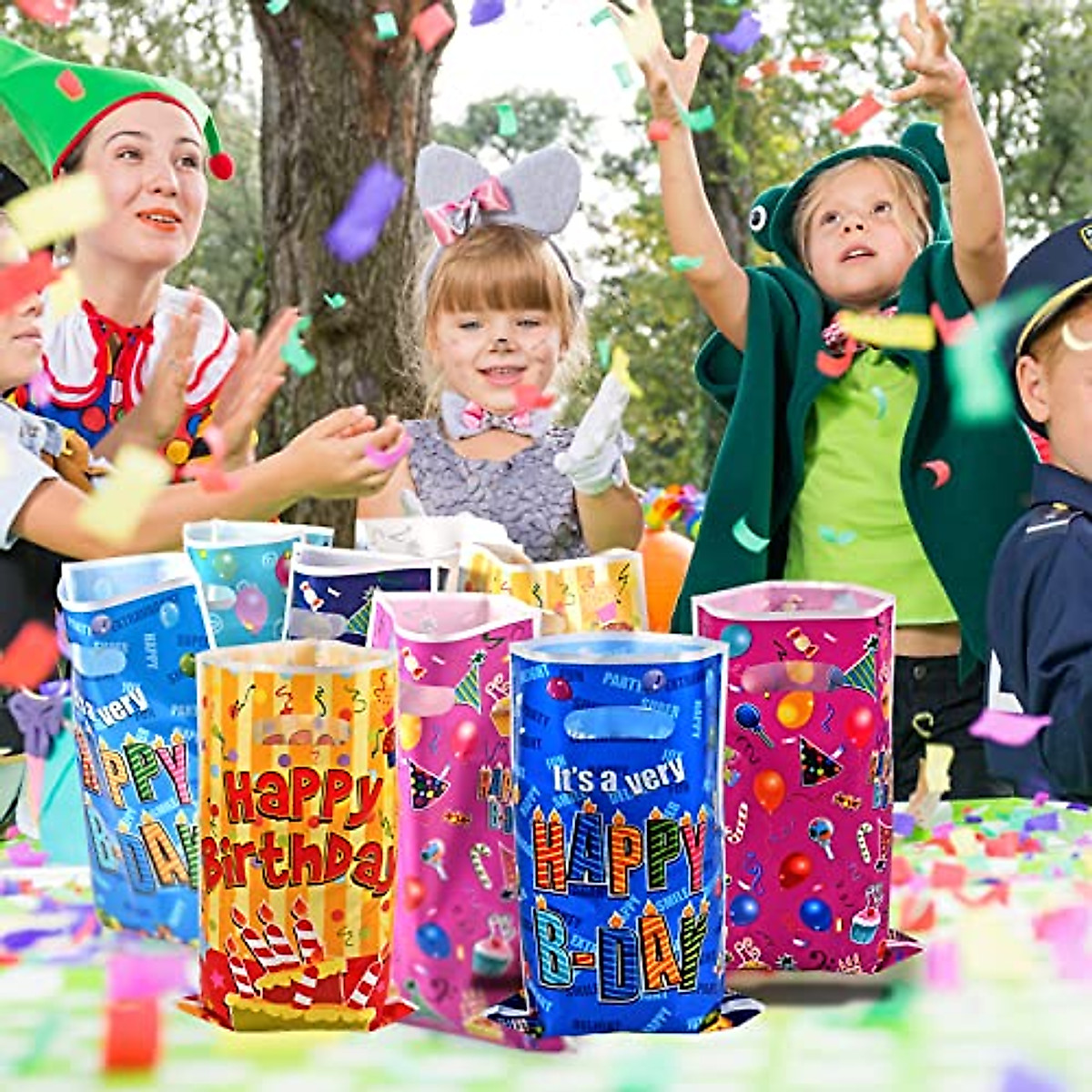 DaiUni 60 PCS Birthday Party Favor Bags Goodie Bags Treat Bags with Handles for Kids Birthday