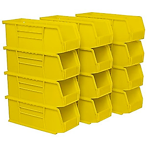 Akro-Mils 30224 AkroBins Plastic Hanging Stackable Storage Organizer Bin, 11-Inch x 4-Inch x 4-Inch, Yellow, 12-Pack