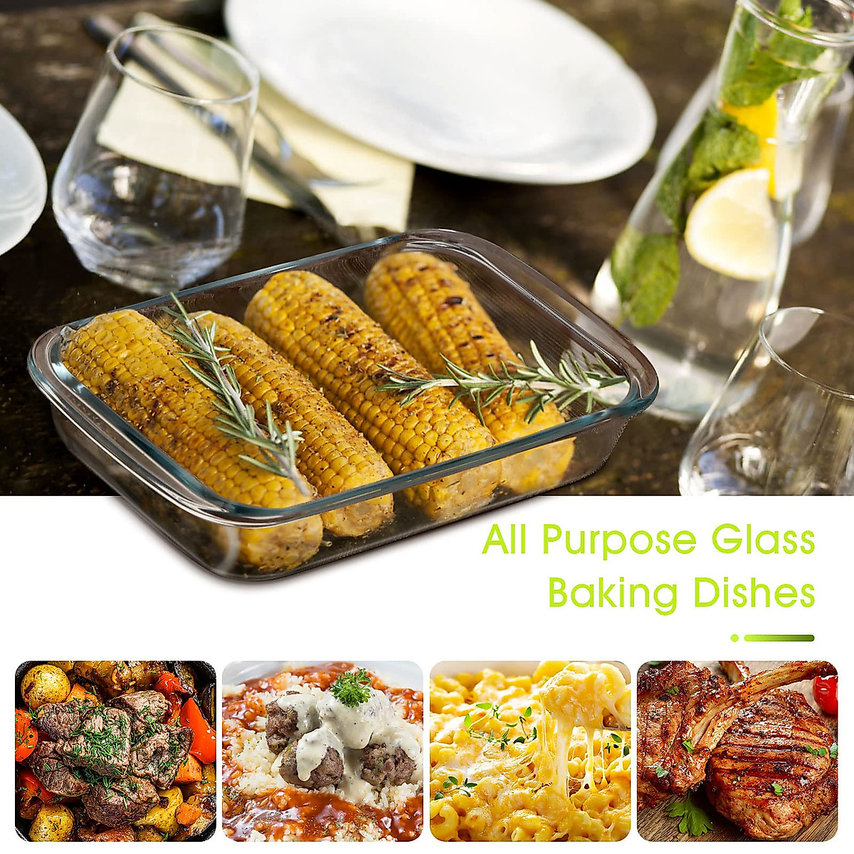 Mini-1.5 QT Glass Baking Dish for Oven, (Single Serving) Glass Pan for Cooking Dish Casserole Dish Rectangular Baking Pan Glass Bakeware