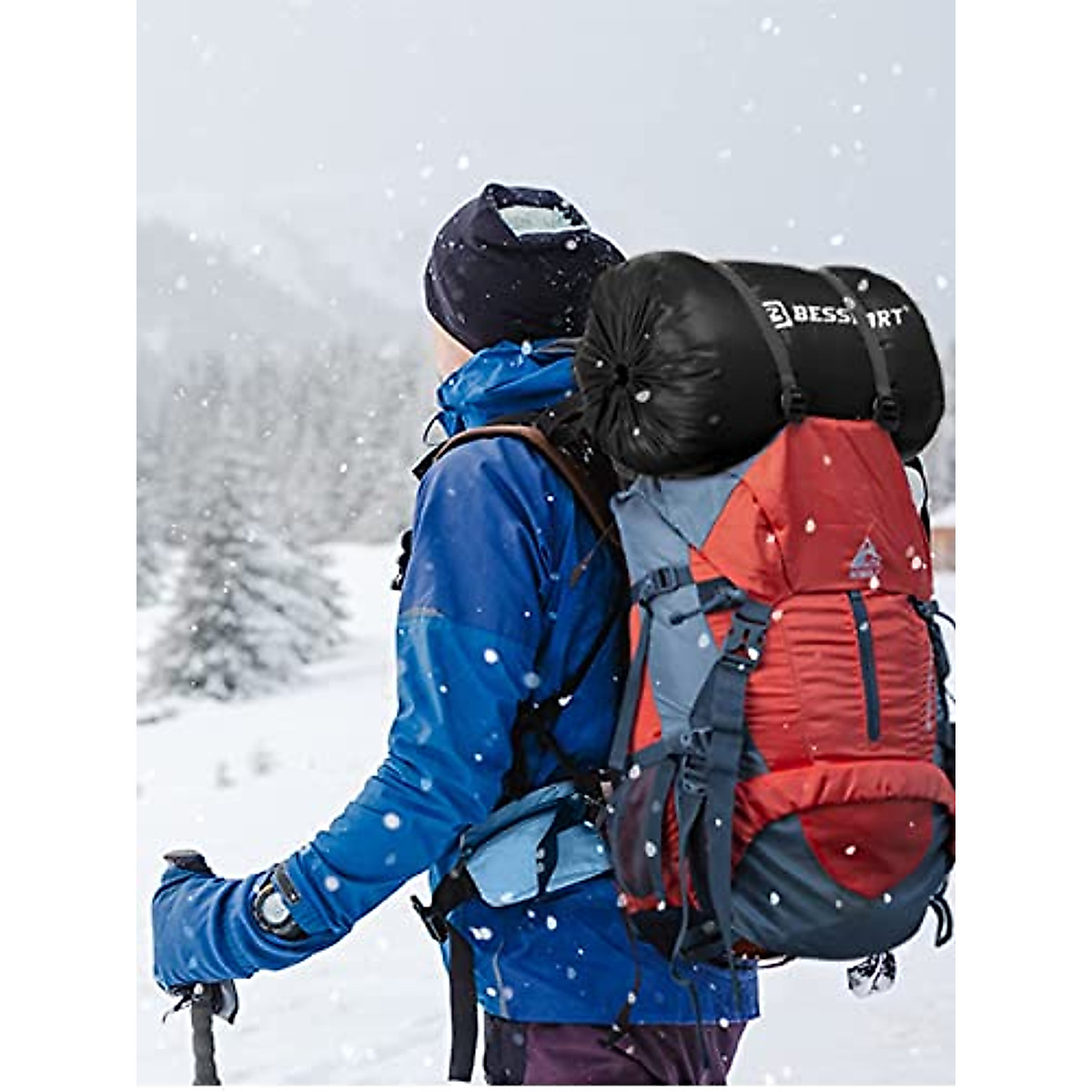 Bessport Mummy Sleeping Bag | 15-45 ℉ Extreme 3-4 Season Sleeping Bag for Adults Cold Weather– Warm and Washable, for Hiking Traveling & Outdoor Activities